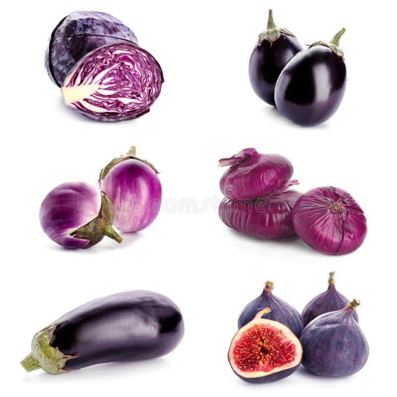 Different Fresh Purple Vegetables on White Background Stock Photo ...