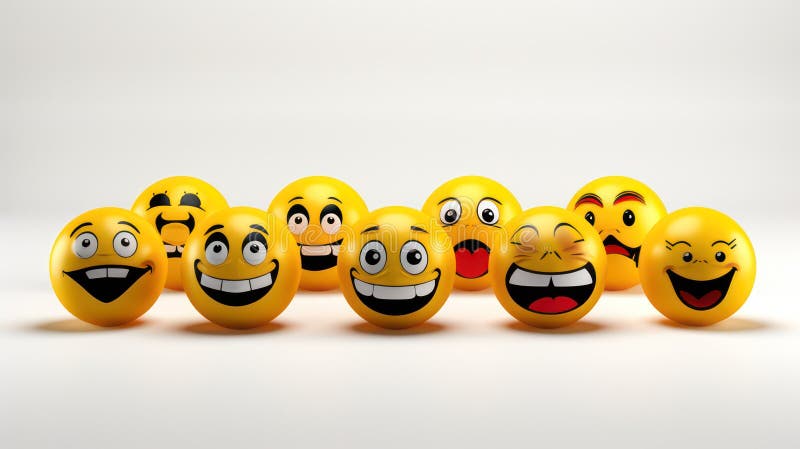 Different Friendly Yellow Smileys Isolated on White Created with ...