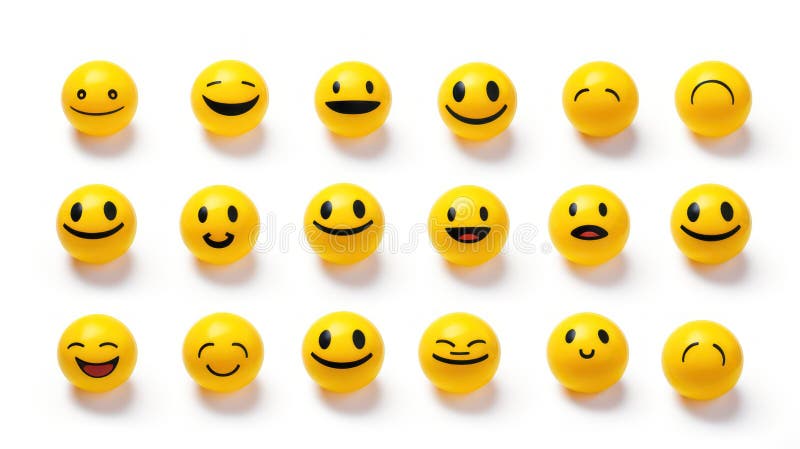 Different Friendly Yellow Smileys Isolated on White Created with ...
