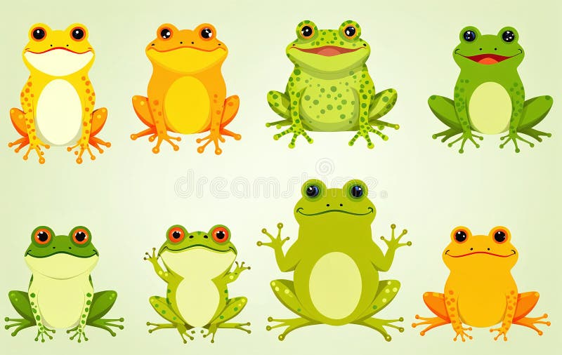 Different Frogs in Shape, Size and Color Next To Each Other in an ...