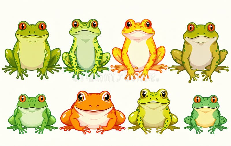 Different Frogs in Shape, Size and Color Next To Each Other in an ...