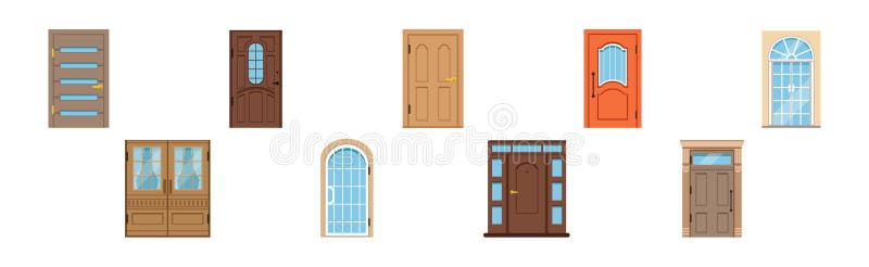 Different Front Door As Entrance and Exterior Element Vector Set Stock ...