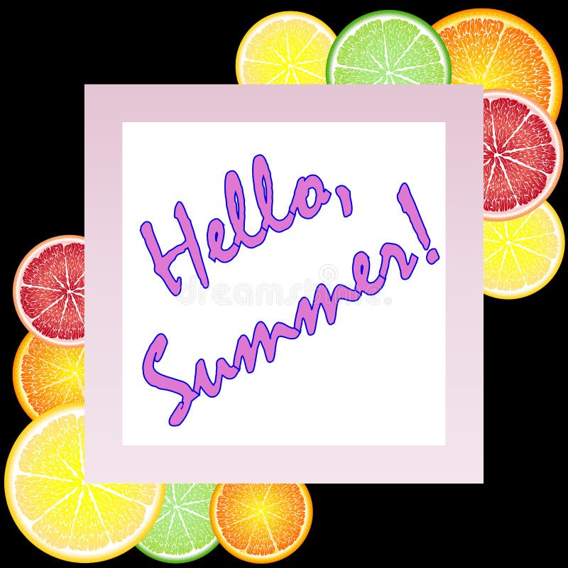 Different Fruits Pattern with Hello Summer Text on the Yellow ...