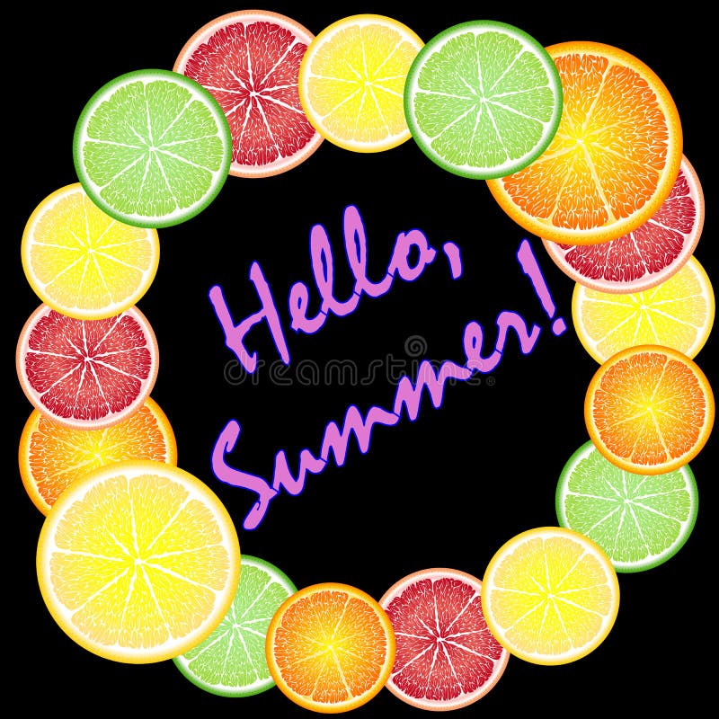 Different Fruits Pattern with Hello Summer Text on the Yellow ...