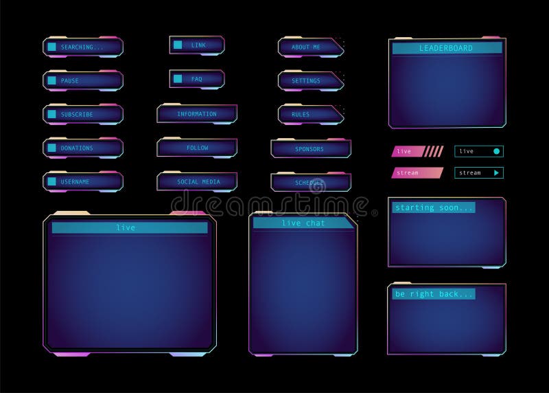 Different Game Frame Set. Vector Stock Vector - Illustration of stream ...