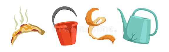 Different Garbage and Waste Type Object Vector Set Stock Vector ...