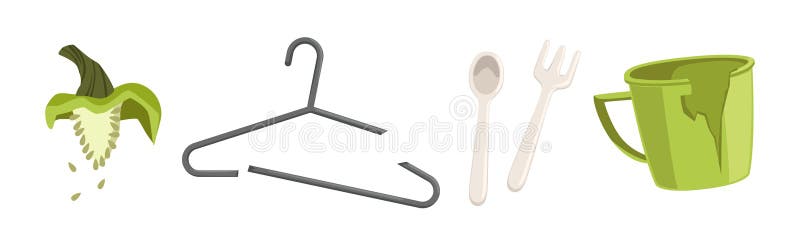 Different Garbage and Waste Type Object Vector Set Stock Vector ...