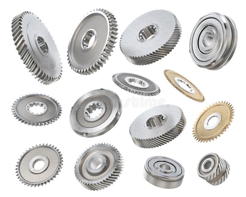 Different Gears Isolated on a White Background. Stock Illustration ...