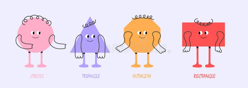 Different Geometric Figures with Face Emotions and Figure Text with ...