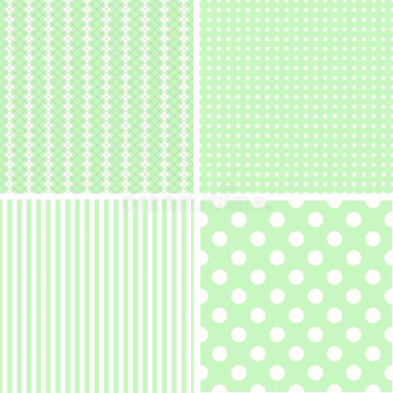 4 Different Geometric Green Patterns. Stock Illustration - Illustration ...