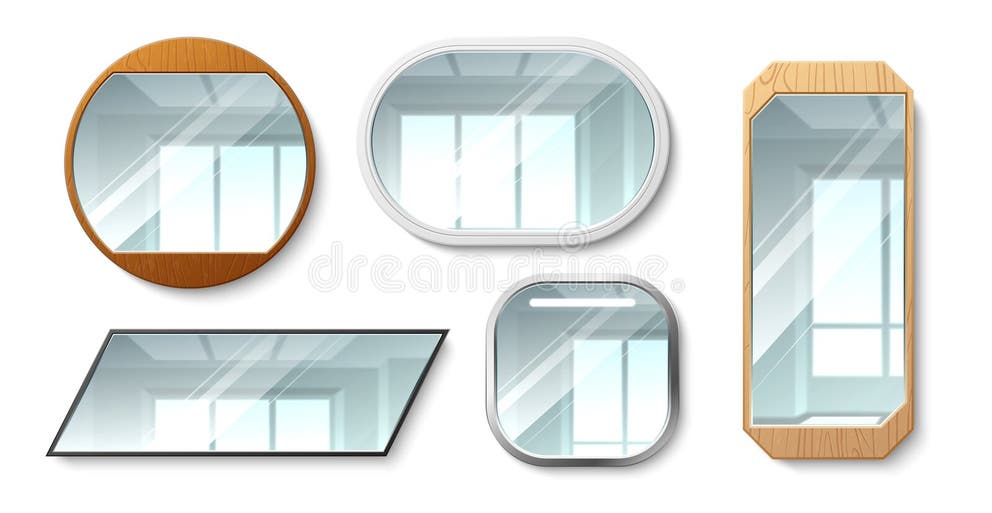 Different Geometric Shapes Mirrors. Realistic Interior Objects in Metal ...