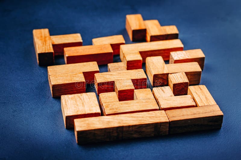 Different Geometric Shapes Wooden Blocks Arrange in Solid Figure on a ...