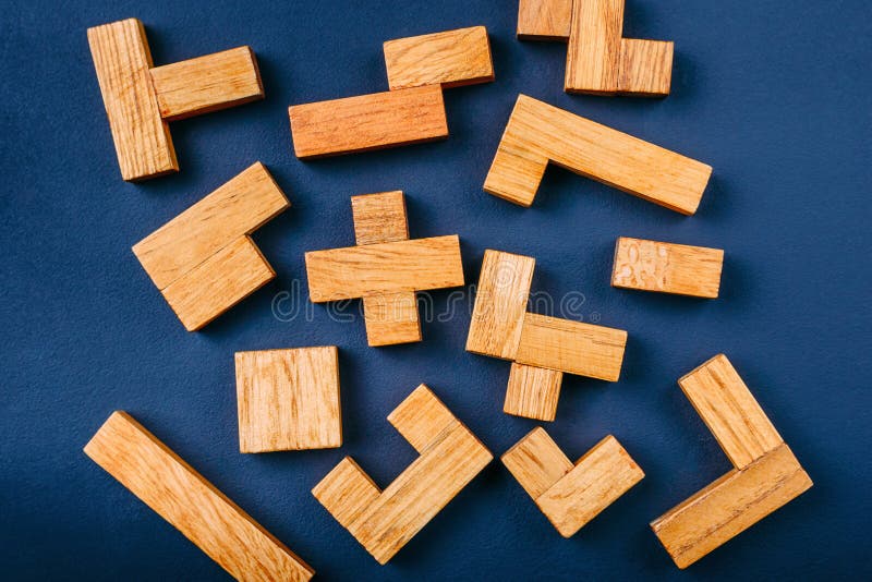 Different Geometric Shapes Wooden Blocks Arrange in Solid Figure on a ...