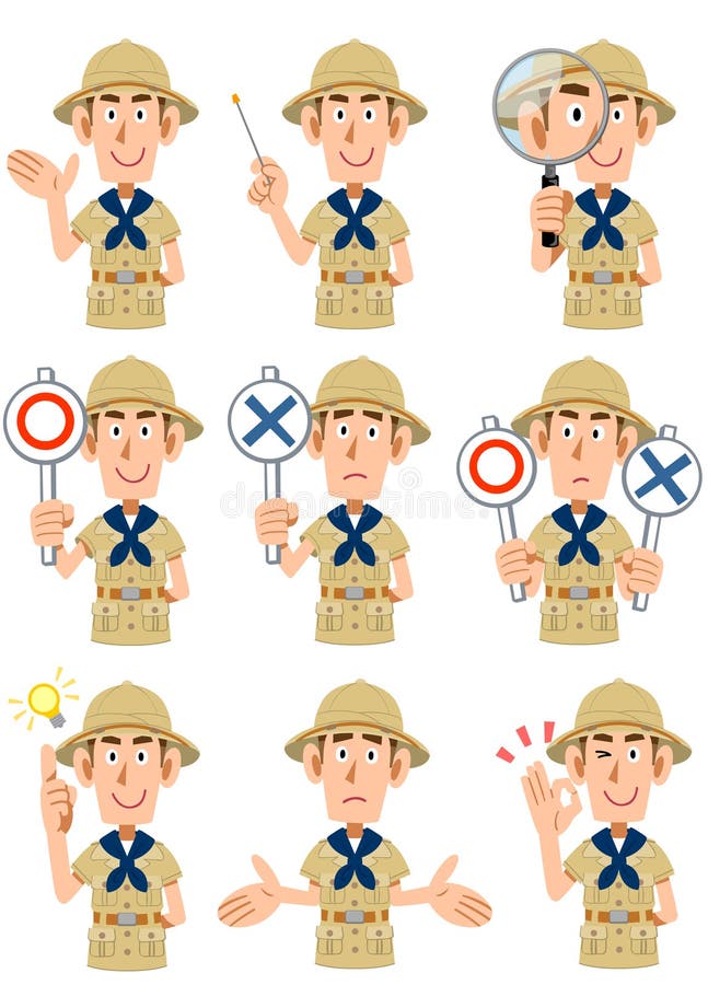 9 Different Gestures and Facial Expressions of a Man Dressed As an ...