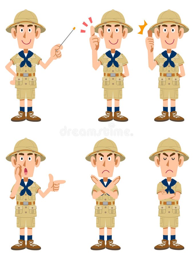 A Man in Explorer S Clothes Nodding with a Smile Stock Vector ...