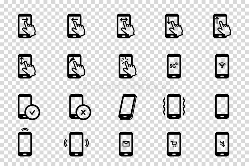 Different Gestures on Mobile Devices - Flat Vector Illustrations Set ...