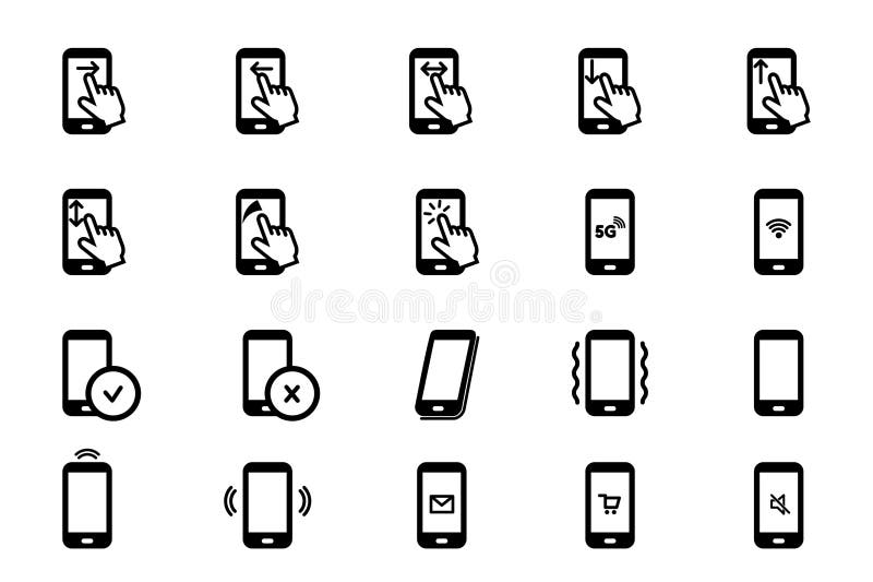 Different Gestures on Mobile Devices - Flat Vector Illustrations Set ...
