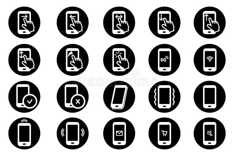 Different Gestures on Mobile Devices - Flat Vector Illustrations Set ...