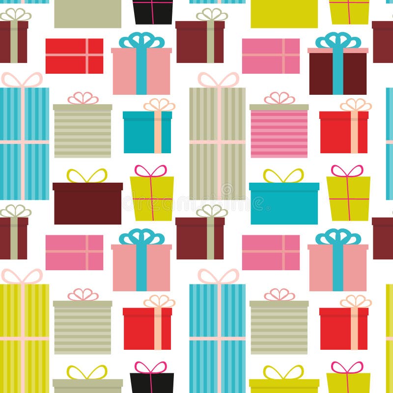 Different Gift Box Seamless Pattern Background Vector Illustration ...