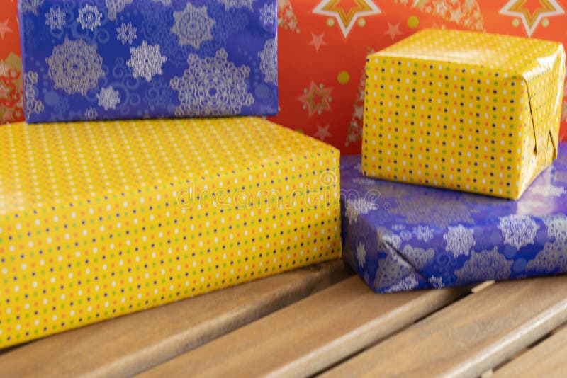 Different Gift and Christmas Gift Packages with Paper of Different ...