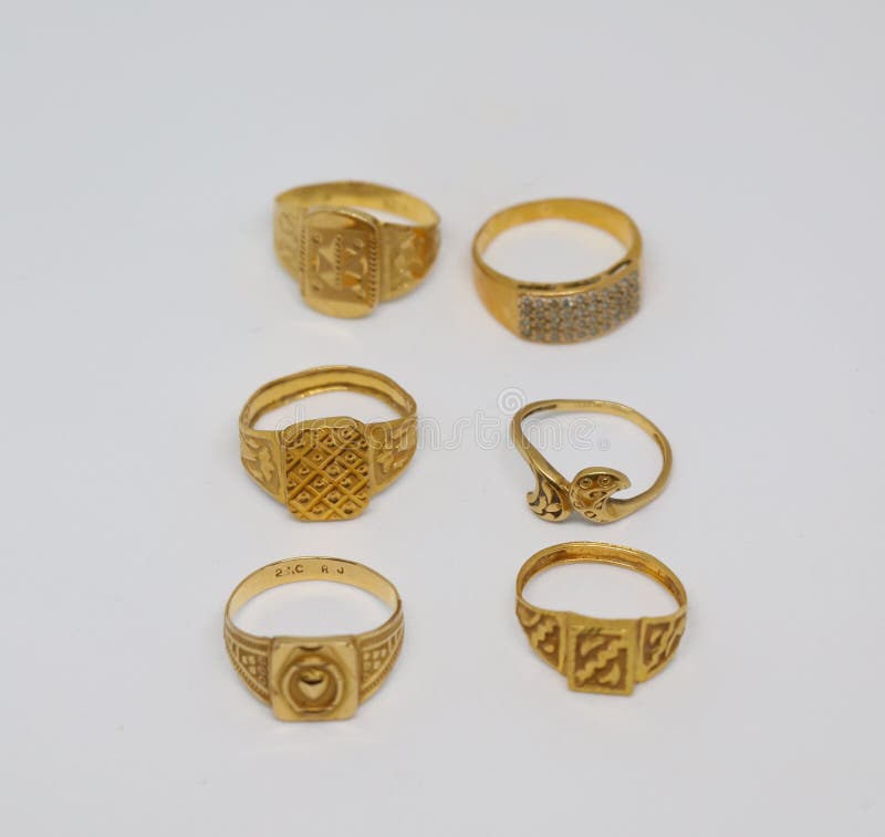 Different Gold Rings with White Background Stock Image - Image of ...
