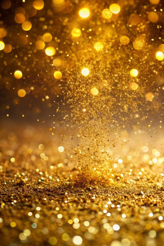 Different Gold Sparkles Effect Floating and Have Soft Light Floor at ...