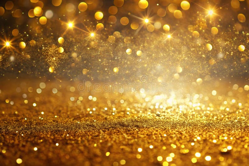 Different Gold Sparkles Effect Floating and Have Soft Light Floor at ...