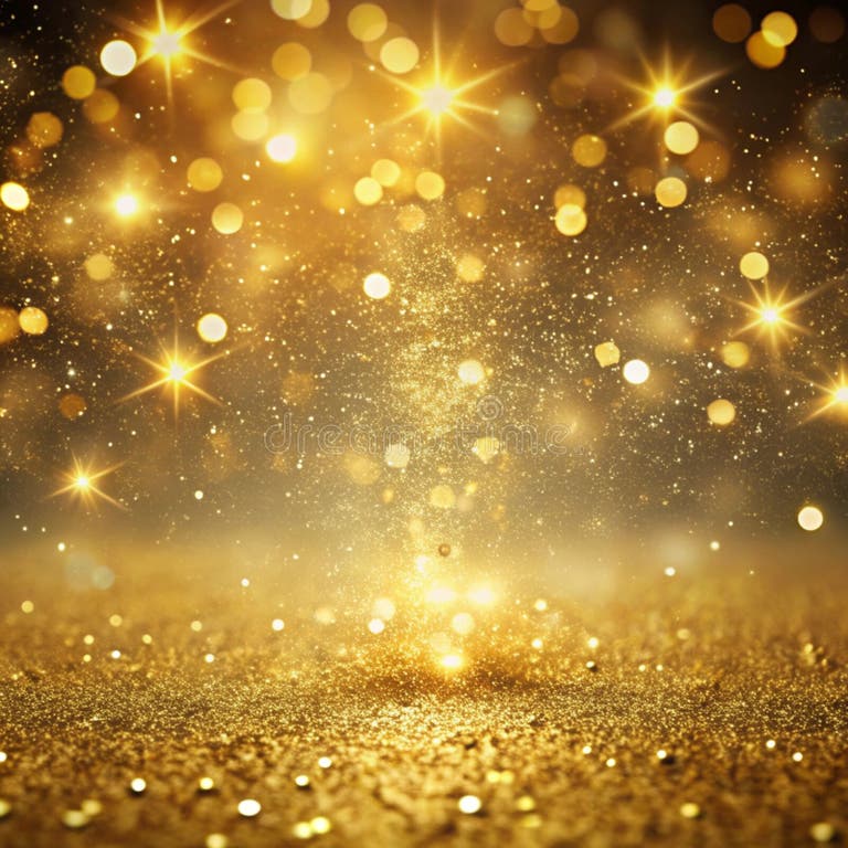 Different Gold Sparkles Effect Floating and Have Soft Light Floor at ...