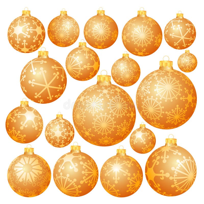 Different golden balls stock vector. Illustration of flake - 11862916