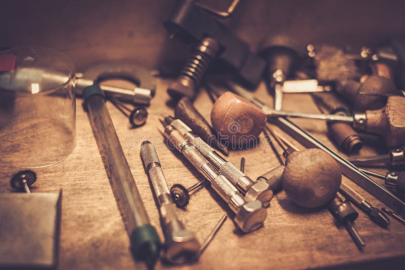 Different Goldsmiths Tools. Stock Image - Image of jeweler, collet ...