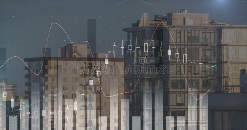 Two Different Buildings Comparison Looped Cartoon Animation Isolated on ...