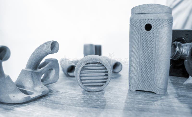 Different Gray Objects Printed on Powder Industrial 3D Printer Three ...