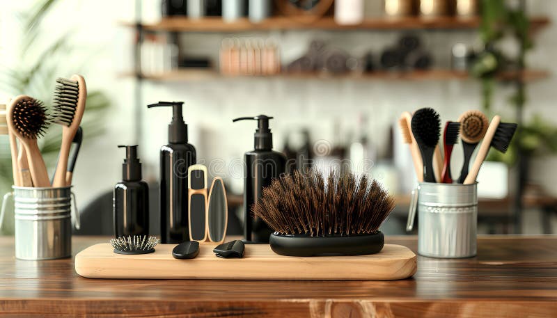 Different Hairdressing Tools on Table in Beauty Salon Stock ...