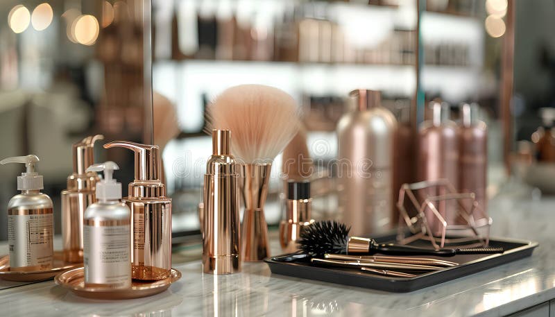 Different Hairdressing Tools on Table in Beauty Salon Stock ...