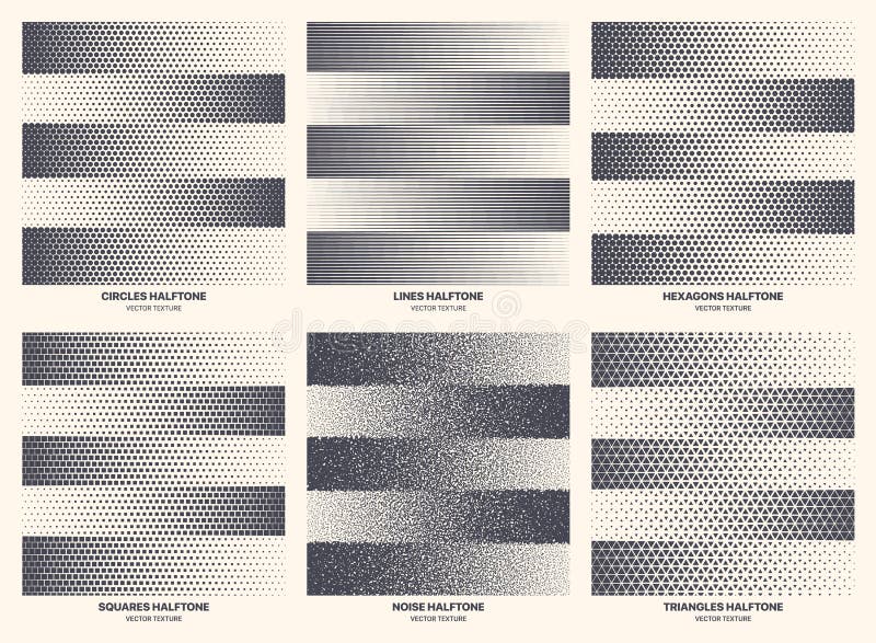 Different Halftone Striped Patterns Set Vector Geometric Texture Isolated on White Stock Vector ...
