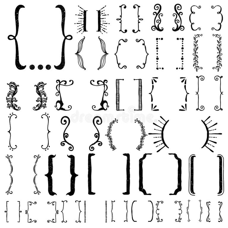 32 Different Hand Drawn Brackets. Bracket Icons Set Stock Vector ...