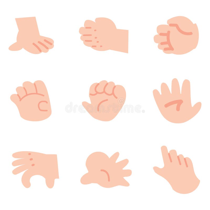 Different Hand Gestures Cartoon Set Stock Vector - Illustration of fist ...