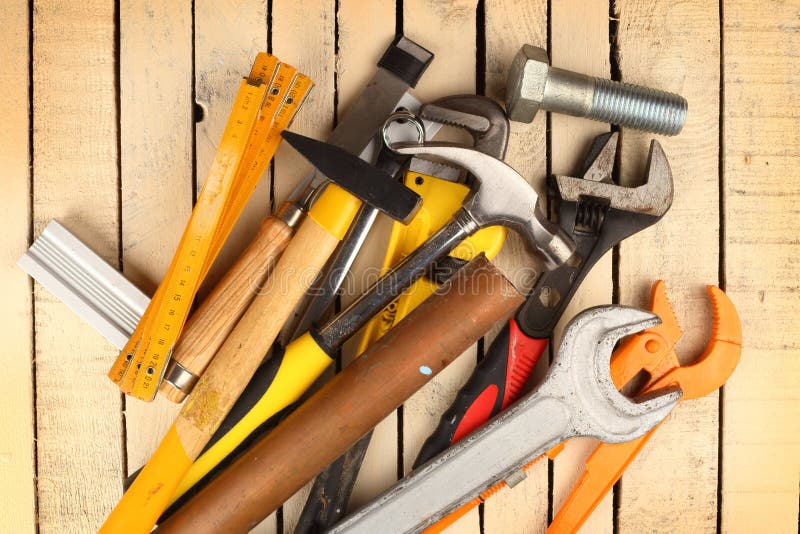 Different hand tools stock photo. Image of stack, wooden - 109894488