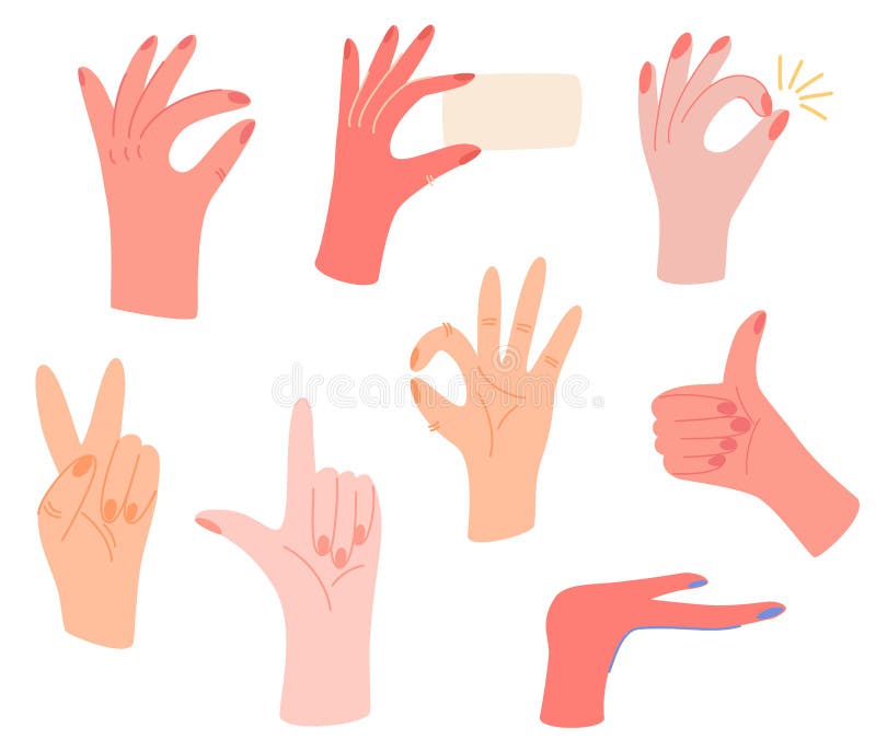 Different Hands Big Set. Various Gestures. Pointing Hands, Gesturing ...