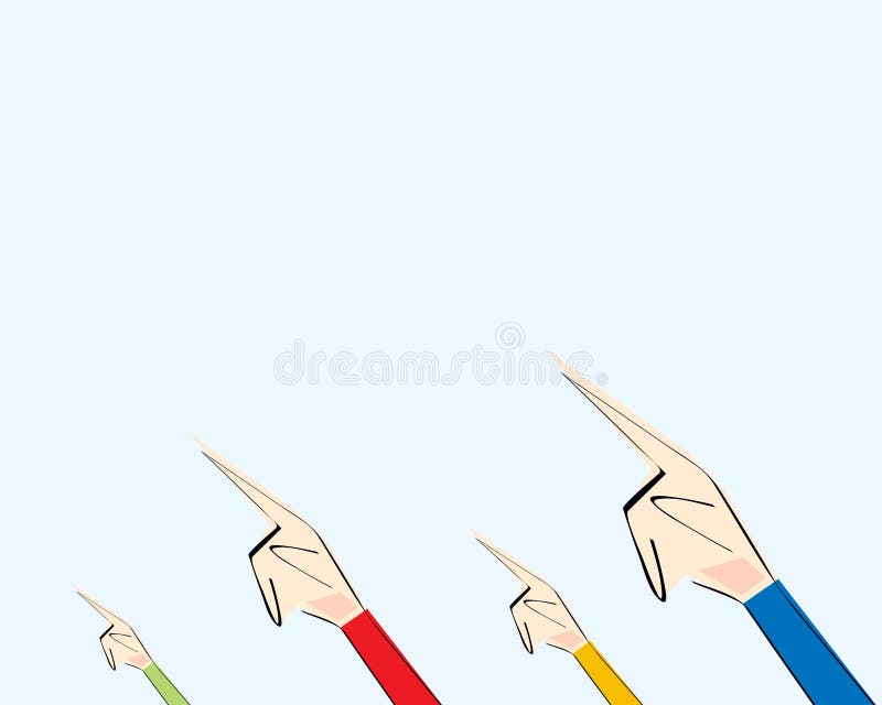 Different Hands Pointing Fingers at One Direction. Concept of One ...