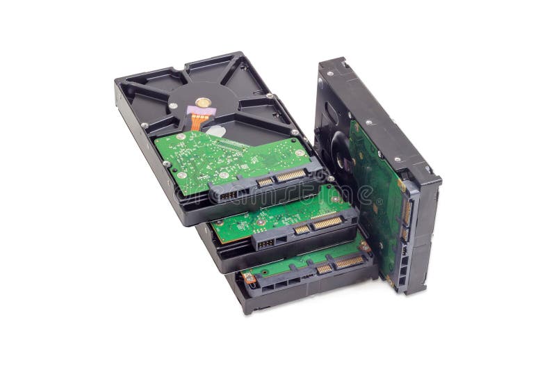 Different Hard Disk Drives on a White Background Stock Photo - Image of ...