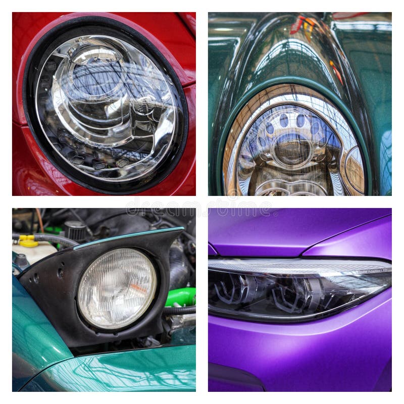 Different Headlights at Drop Down Expo in Bucharest Stock Photo - Image ...
