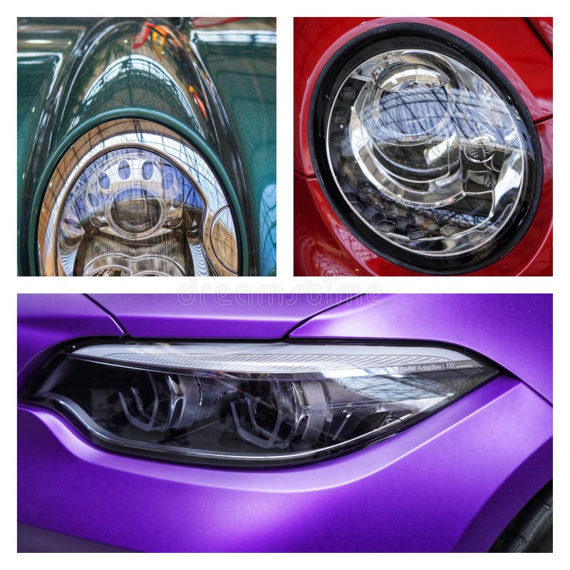 Different Types of Headlights at Drop Down Expo in Bucharest Stock ...