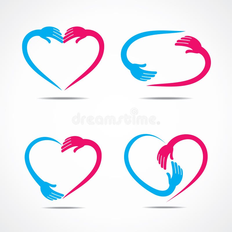 Different Heart Shape Symbol Design with Hand Stock Vector ...