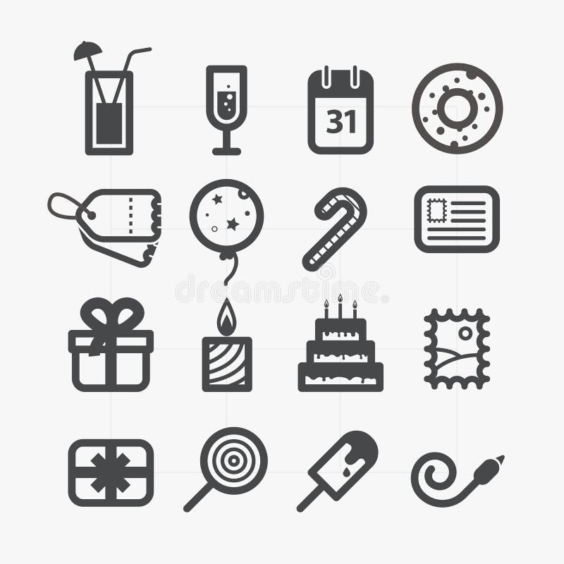 Different Holiday Icons Set with Rounded Corners Stock Illustration ...