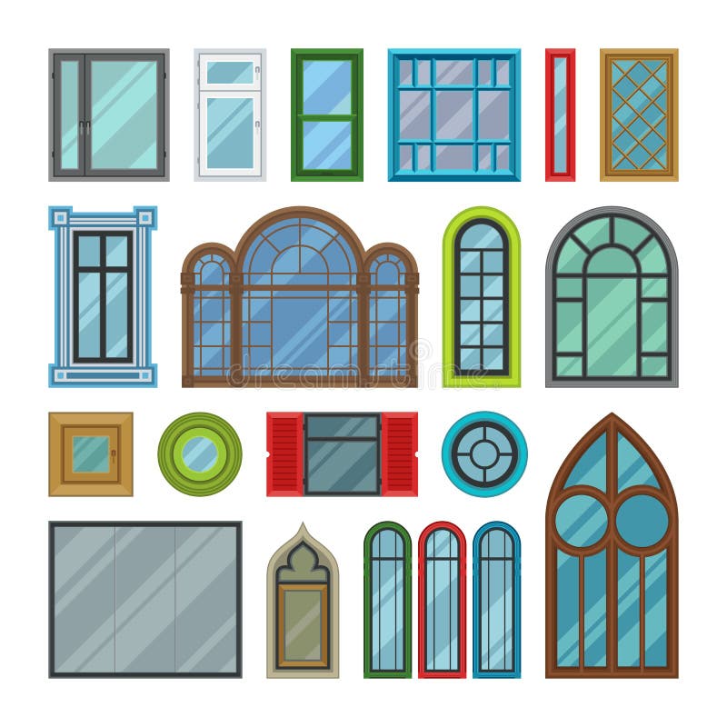 Different House Windows Vector Elements Stock Vector - Illustration of ...