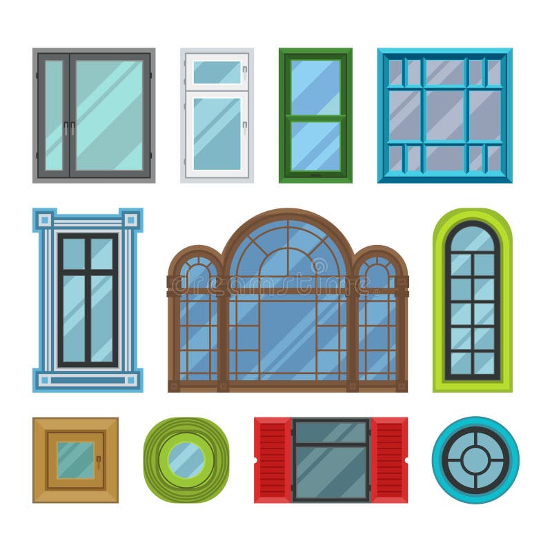 Different House Windows Vector Elements Stock Vector - Illustration of ...