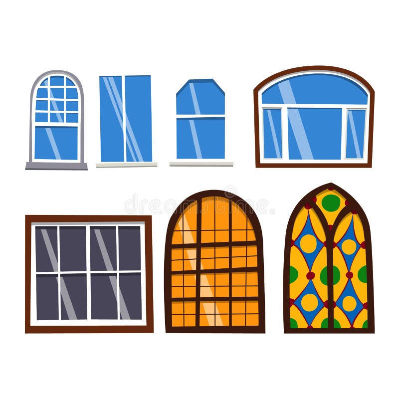 Different House Windows Vector Elements Stock Vector - Illustration of ...
