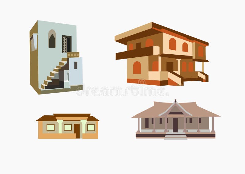 Different houses of India. stock vector. Illustration of font - 246515022