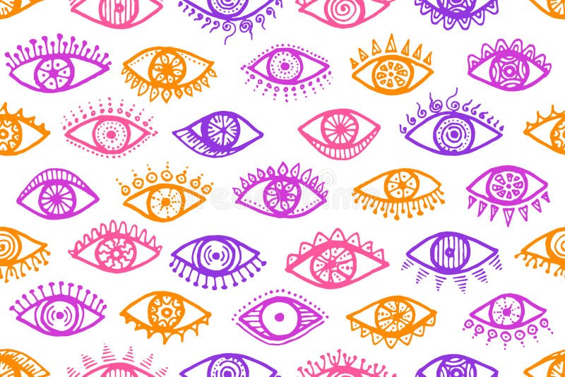 Different Human Eyes Psychedelic Endless Pattern Stock Vector ...